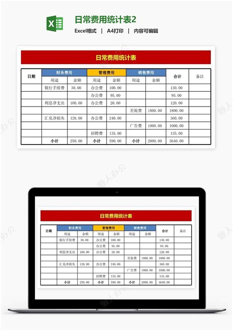 日常费用统计表2免费下载 懒人办公