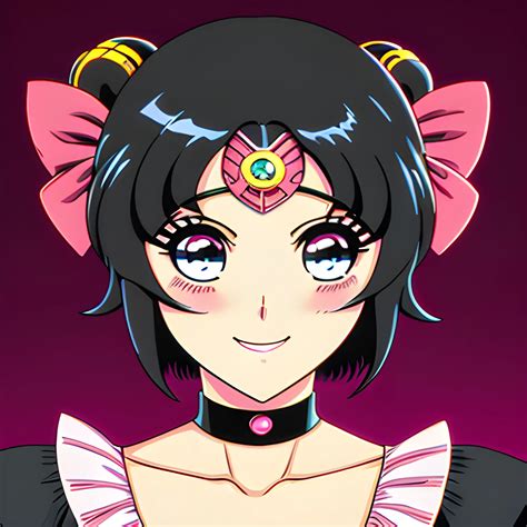 Prompt 1970s Anime Style Adorable A Girl With Black Straight Hai