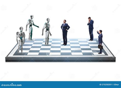 Concept Of Chess Played By Humans Versus Robots Stock Illustration Illustration Of Game