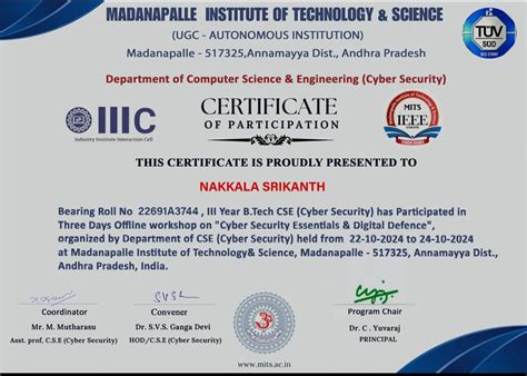 N Srikanth On Linkedin Cybersecurity Digitaldefense Continuouslearning Mits…