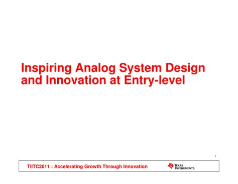 PDF Inspiring Analog System Design And Innovation At Entry Level