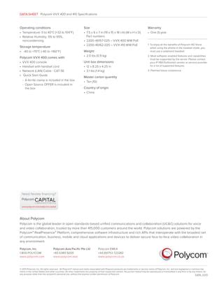 Polycom Vvx Range Data Sheet PDF