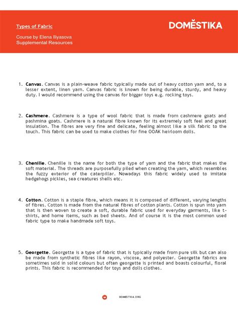 Types Of Fabric Guide Pdf