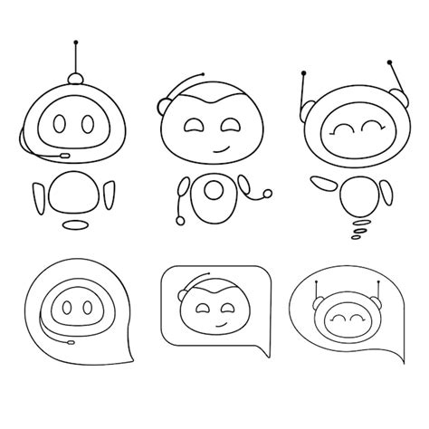 Premium Vector Chat Bot Set In Line Stylechat Messenger Icon Vector