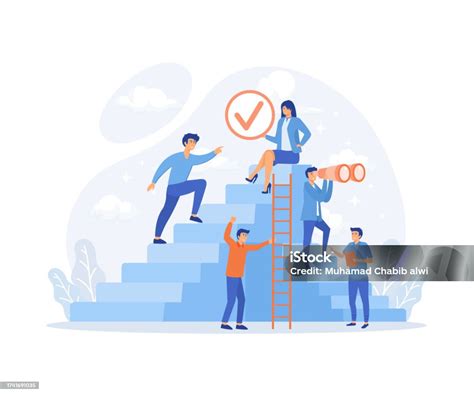 자기 성장 및 개인 개발 진행 단계 경력 목표 및 성공 달성 플랫 벡터 현대 일러스트레이션 개념에 대한 스톡 벡터 아트 및 기타 이미지 Istock
