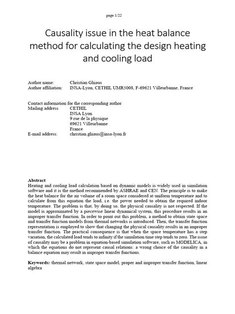 Causality Issue In The Heat Balance Pdf Heat Thermal Conduction