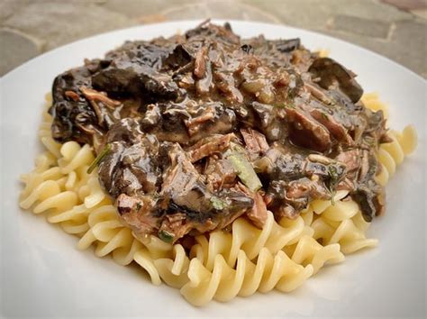 Slow Cooked Beef And Agaricus Campestris Stroganoff With Lacto