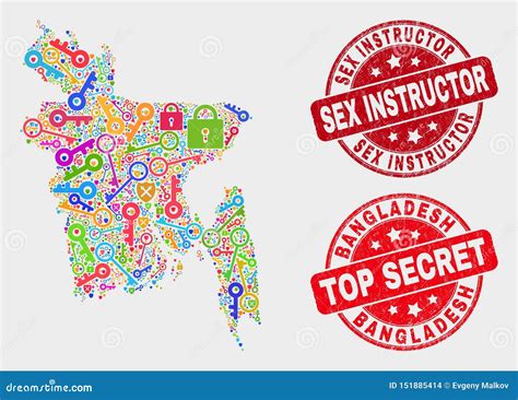 Collage Of Keep Bangladesh Map And Grunge Sex Instructor Stamp Stock