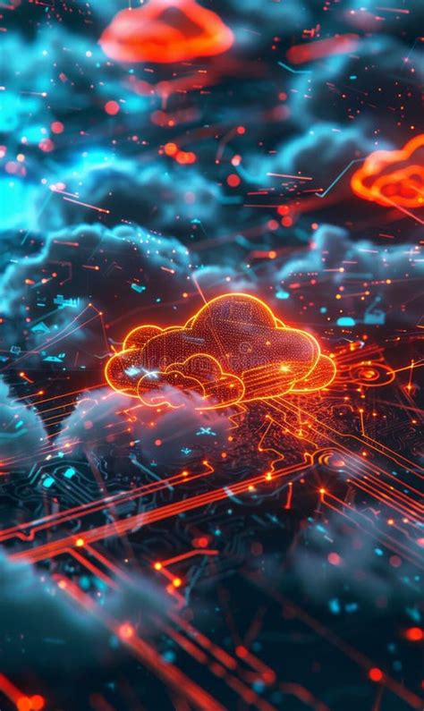 Futuristic Technology Concept Cloud Computing Concept Cloud Symbols With Glowing Connection