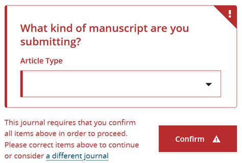 Cannot Proceed Past Article Type Step