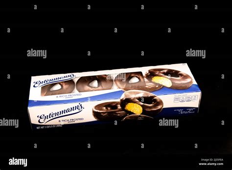 A Box Of 8 Entenmanns Rich Frosted Donuts With A Chocolate Coating