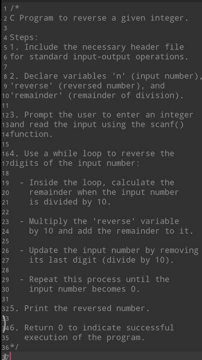 How To Reverse Given Integer Number C Program To Print Reverse Number Shorts Coding C
