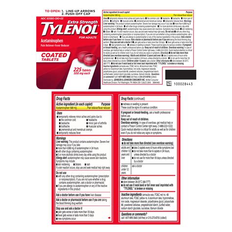 Tylenol Ingredients Label