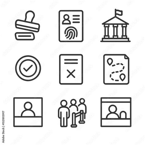 Visa Process Icons Outline Icon Set Of Visa And Immigration Processes