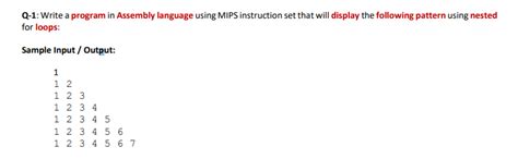 Solved Q 1 Write A Program In Assembly Language Using Mips