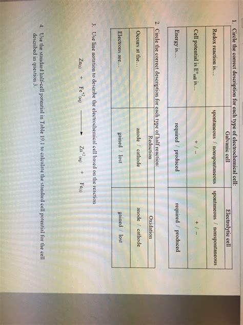 Solved Circle The Correct Description For Each Type Of