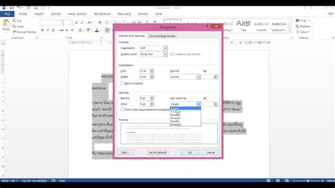 การปรับระยะบรรทัดในโปรแกรมmicrosoft Word Youtube