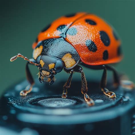 Ladybug Under The Microscope Premium Ai Generated Image