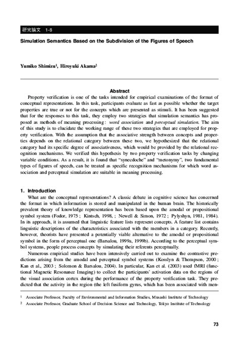 Pdf Simulation Semantics Based On The Subdivision Of The Figures Of Speech