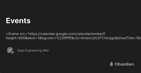 Events Data Engineering Wiki