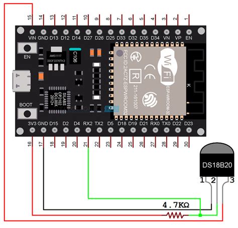 How To Interface Ds18b20 Temperature Sensor With Esp32 Matha Electronics