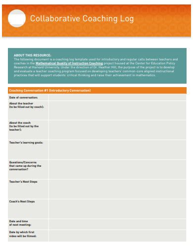 Free 10 Coaching Log Templates In Pdf Ms Word