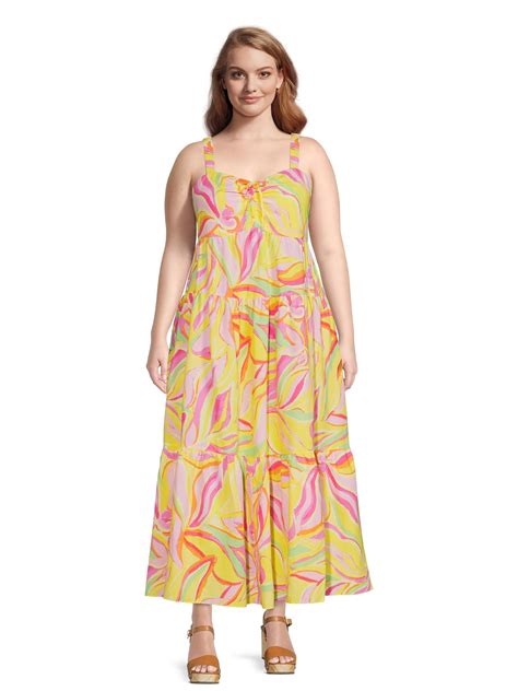 Terra And Sky Womens Plus Size Tiered Maxi Dress