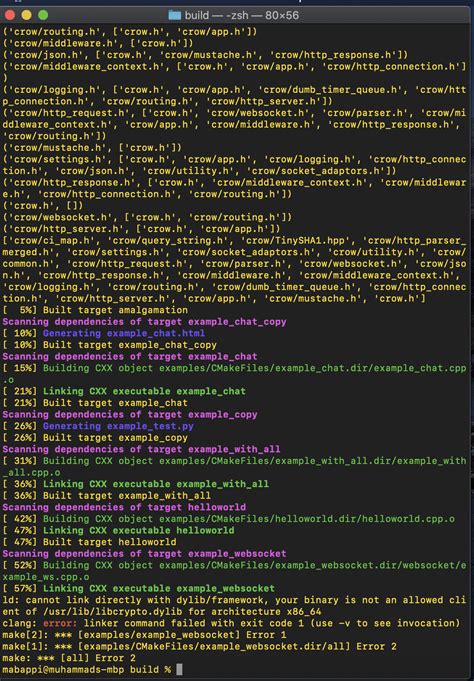 crow all h gives large number of errors when i compile my main cpp file