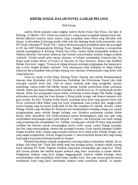 02 Devani 19016011 Kritik Sosial Dalam Novel Laskar Pelangi Pdf