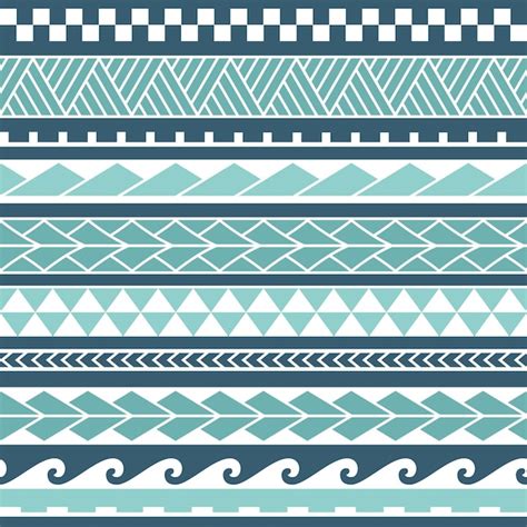 장식 민족 요소 파스텔 색상 가로 패턴으로 마오리 스타일 기하학적 테두리 벡터 민족 Boho 원활한 패턴 프리미엄 벡터