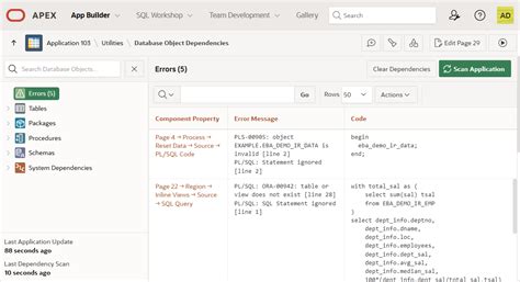 Viewing Database Object Dependencies