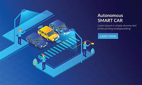 design of a responsive web template featuring an isometric smart car equipped with sensors