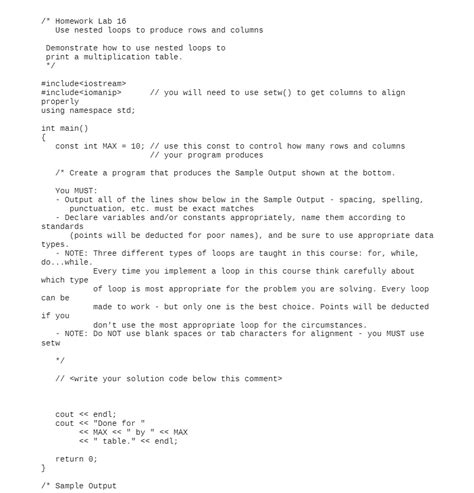 Solved Homework Lab 16 Use Nested Loops To Produce Rows