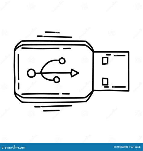 Flashdisk Usb Icon Doodle Hand Drawn Or Outline Icon Style Stock Vector Illustration Of