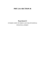 Physics Lab Report Pdf PHY SECTION B Experiment CONSERVATION OF SPRING AND