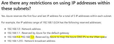 Why Azure Subnets Have Two Ips Reserved For Dns Razure