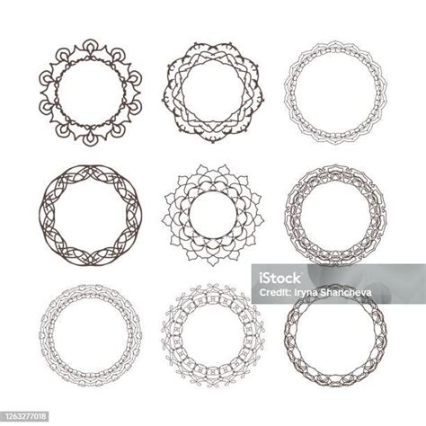 흰색으로 격리된 윤곽선 프레임 집합입니다 테두리 를 색칠합니다 벡터 에너지 선의 교차점입니다 횡단 선 교차 원입니다 Eps 10 0명에 대한 스톡 벡터 아트 및 기타 이미지