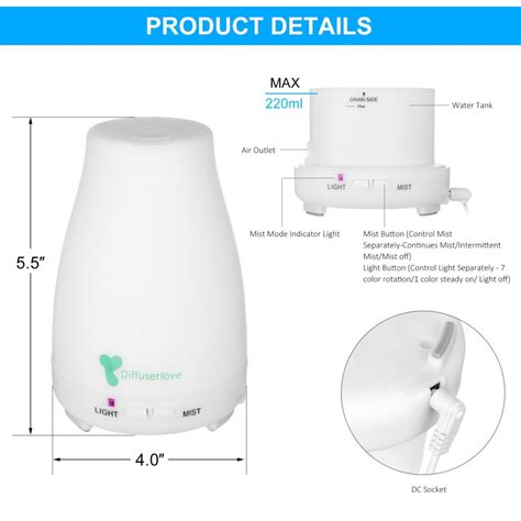 Diffuserlove 2 Pack Max 200ml Essential Oil Diffuser Diffuserlove