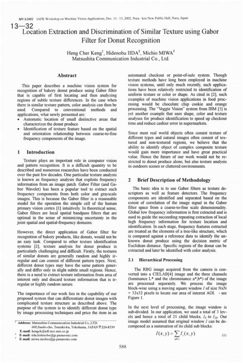 Pdf Location Extraction And Discrimination Of Similar Texture Using Gabor Filter For Donut