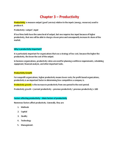 Chapter 3 Productivity Pdf Labour Economics Production And