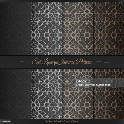 이슬람 모로코 패턴 세트 아랍어 기하학적 장식 정사각형 타일 텍스처 라마단 벽지 개체 그룹에 대한 스톡 벡터 아트 및 기타 이미지 개체 그룹 검은색 금 금속 Istock