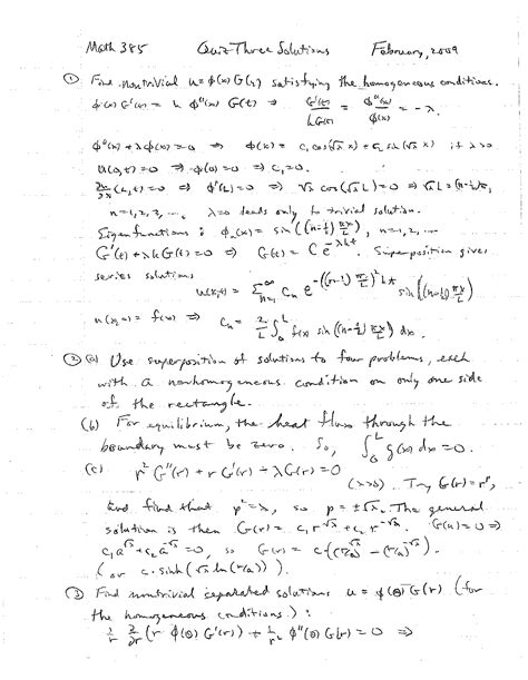 Introduction To Partial Differential Equations Solved Quiz 3 Math