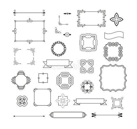 Set Of Decorative Frames And Borders Text Frames On A White Background Stock Illustration