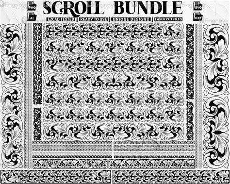 Custom Scroll Work Laser Engraving Design Bundle Scroll Slide Patterns