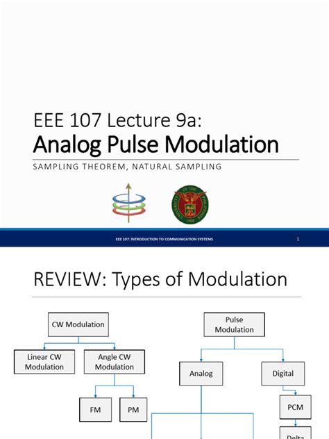 Eee 107 Lecture 9 Analog Pulse Modulation Pdf Sampling Signal