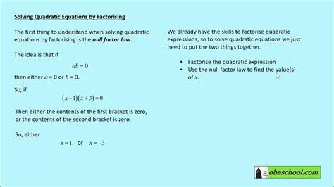 Edexcel Maths Higher Gcse Revision Solving Quadratic Equations By