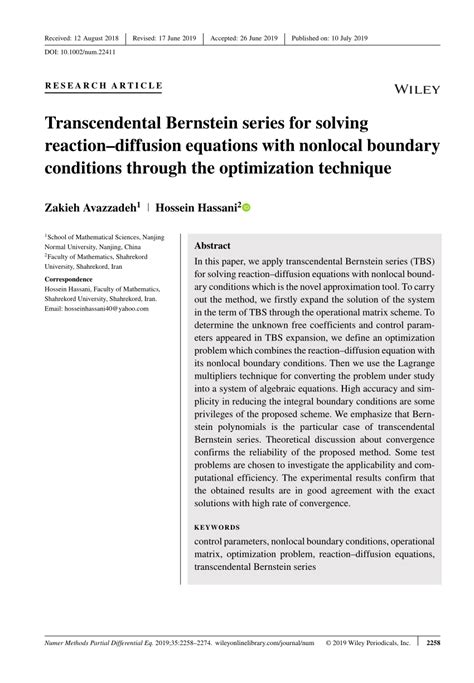 Transcendental Bernstein Series For Solving Reactiondiffusion Equations With Nonlocal Boundary