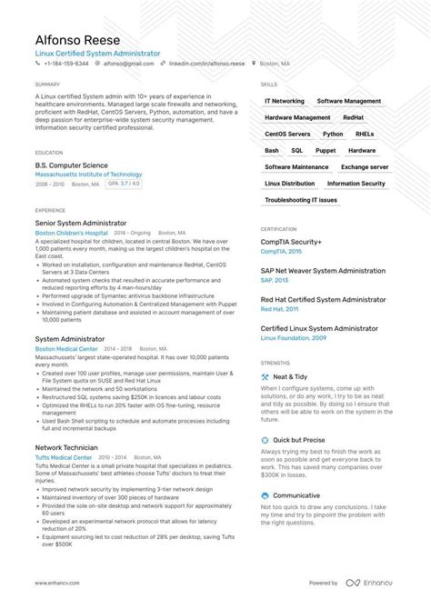 System Administrator Resume Sys Admin Resume Examples Guide Layout Skills Keywords Job