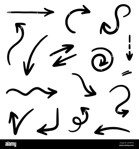 Hand Drawn Arrow In Abstract Doodle Line Style In Vector Illustration Stock Vector Image Art