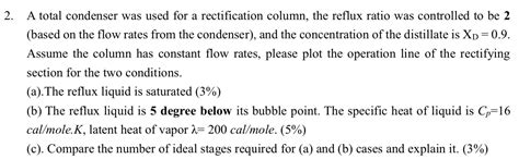 2 A Total Condenser Was Used For A Rectification